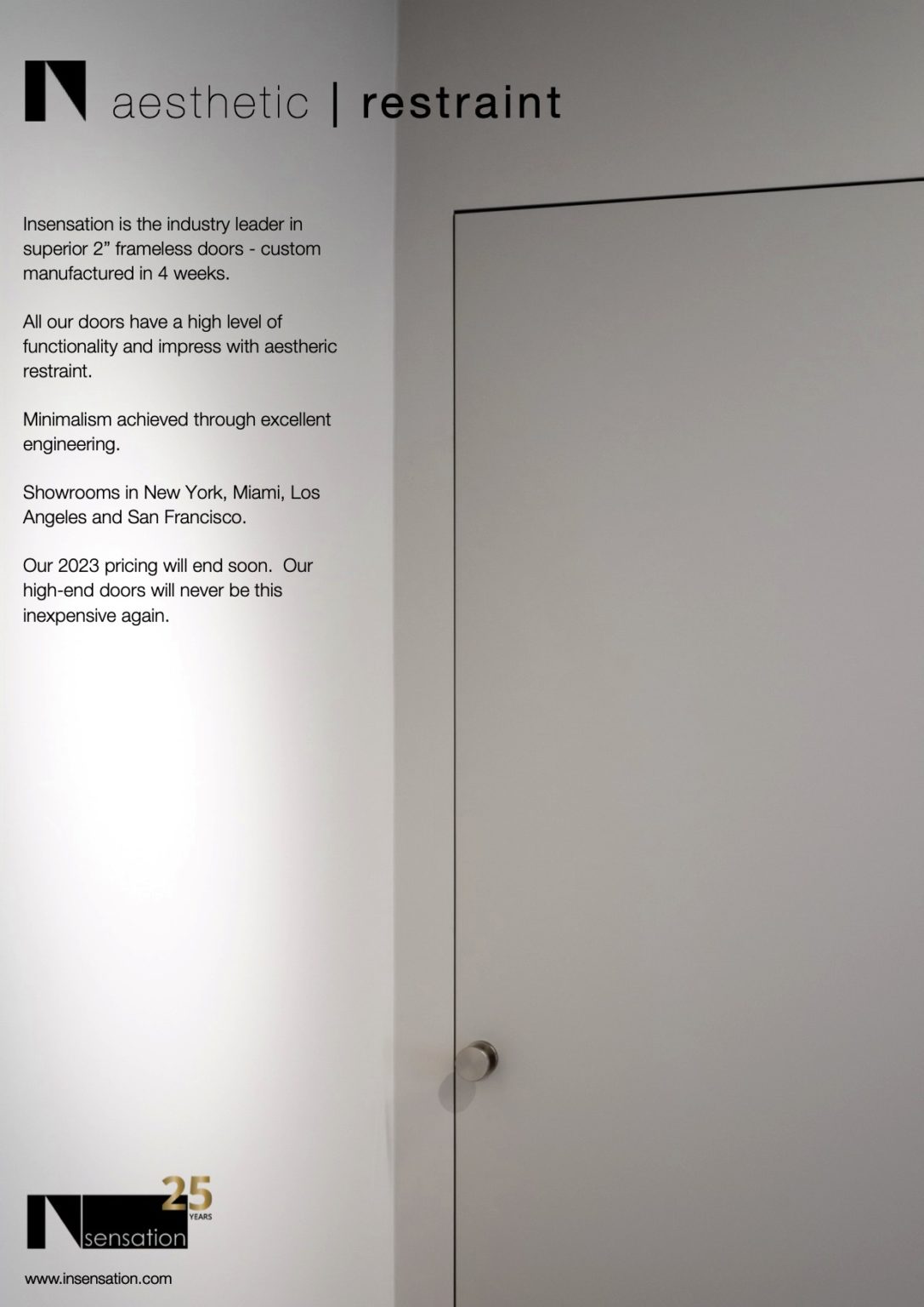 Insensaiton Frameless Door Restraint | INSENSATION® DOORS | NEW YORK ...